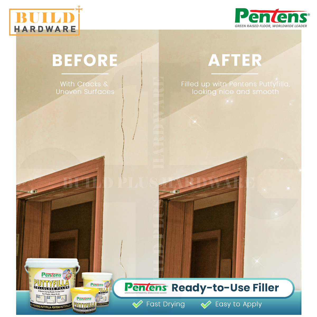 PENTENS PUTTYFILLA Cellulose Filler 0.5kg/1.5kg/5kg Putty Filla Level ...