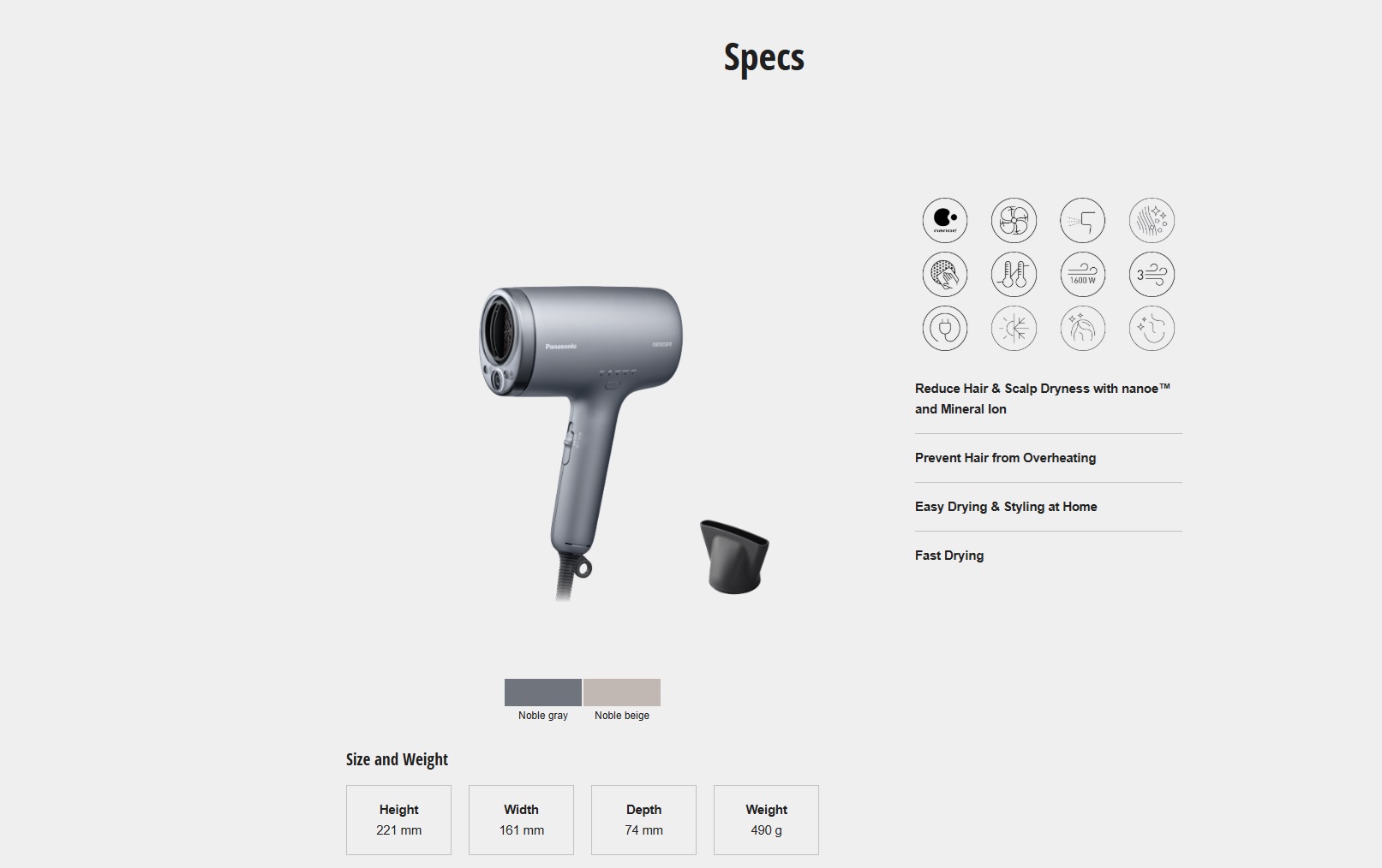 Panasonic Hair Dryer Pengering Rambut EH-NA7/EH-NA9/EH-NA0J-A655J 1600W ...