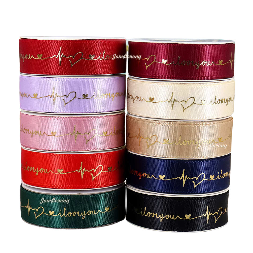 (22M) 2.5CM HEART I LOVE YOU Ribbon Reben Riben Gift Satin Organza ...