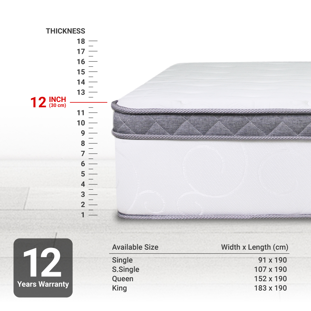 Goodnite Ice Sleep Posture Freeze 5 Zone Pocket Spring Mattress (12 ...