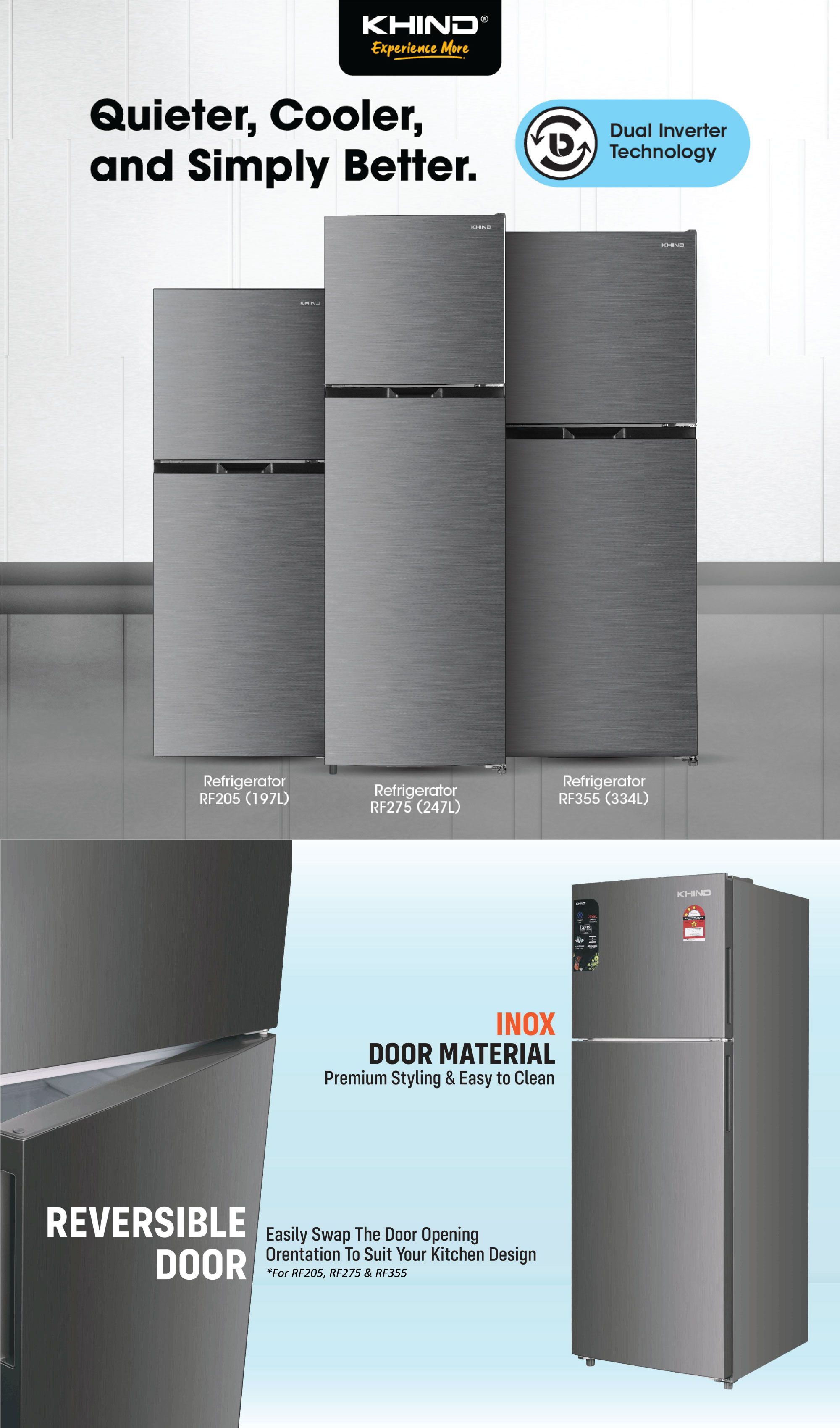 [NUR] KHIND 247L/334L Top Mount Freezer Large Capacity Refrigerator ...