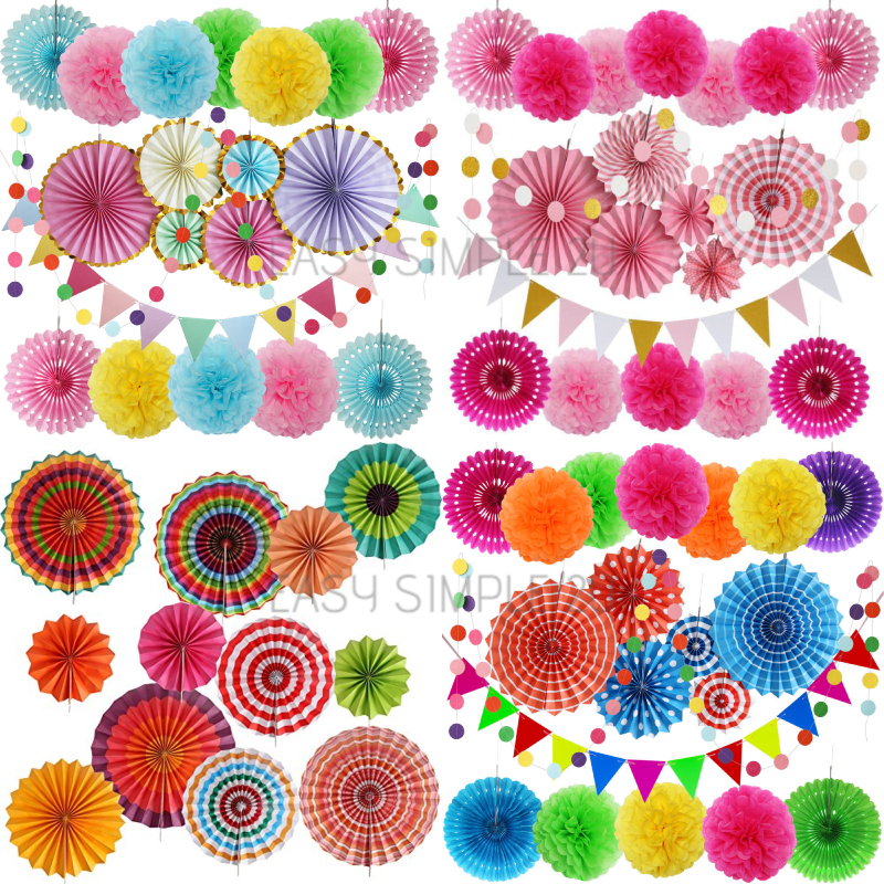 (1Set) Hiasan Dinding Kipas Kertas Gantung DIY Party Hanging Flower ...
