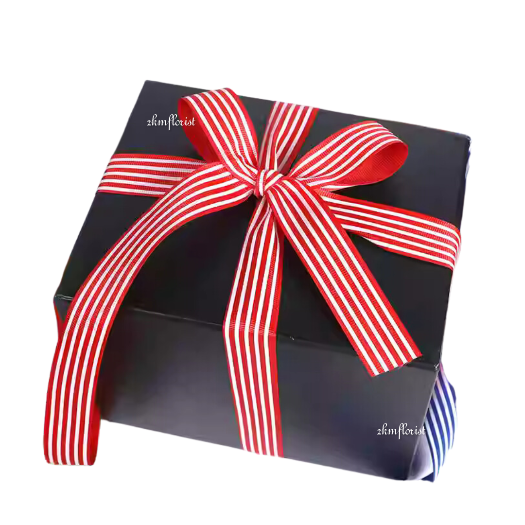 (22M) 2.5CM STRIPED Ribbon Reben Riben Gift Satin Flower Bouquet Happy ...
