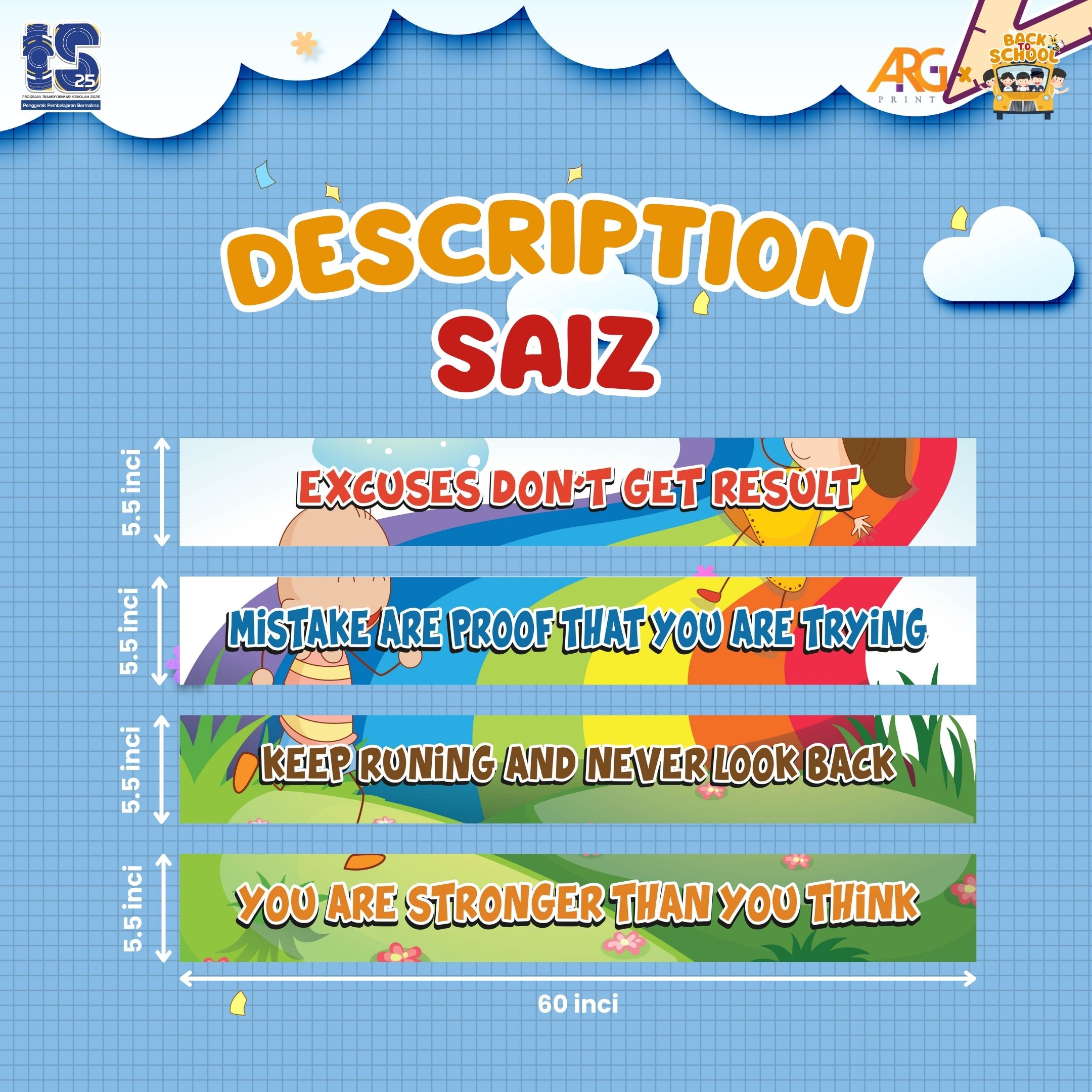 Sticker Hiasan Tangga Sekolah Set Keceriaan Kelas 2025 School ...