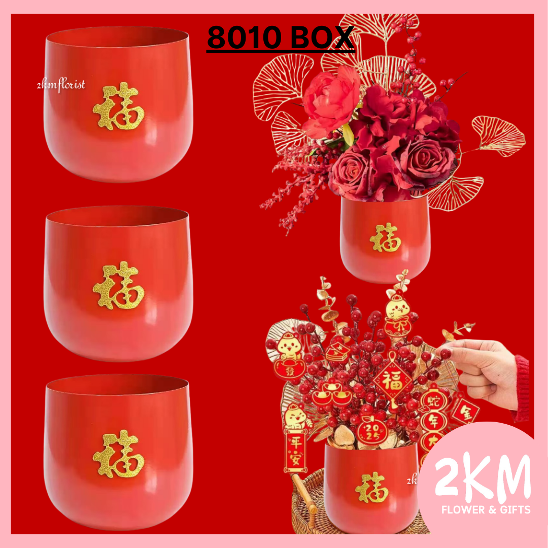 CNY BOX Flower Gift Box Surprise Delivery Box Round Florist Box Kotak ...