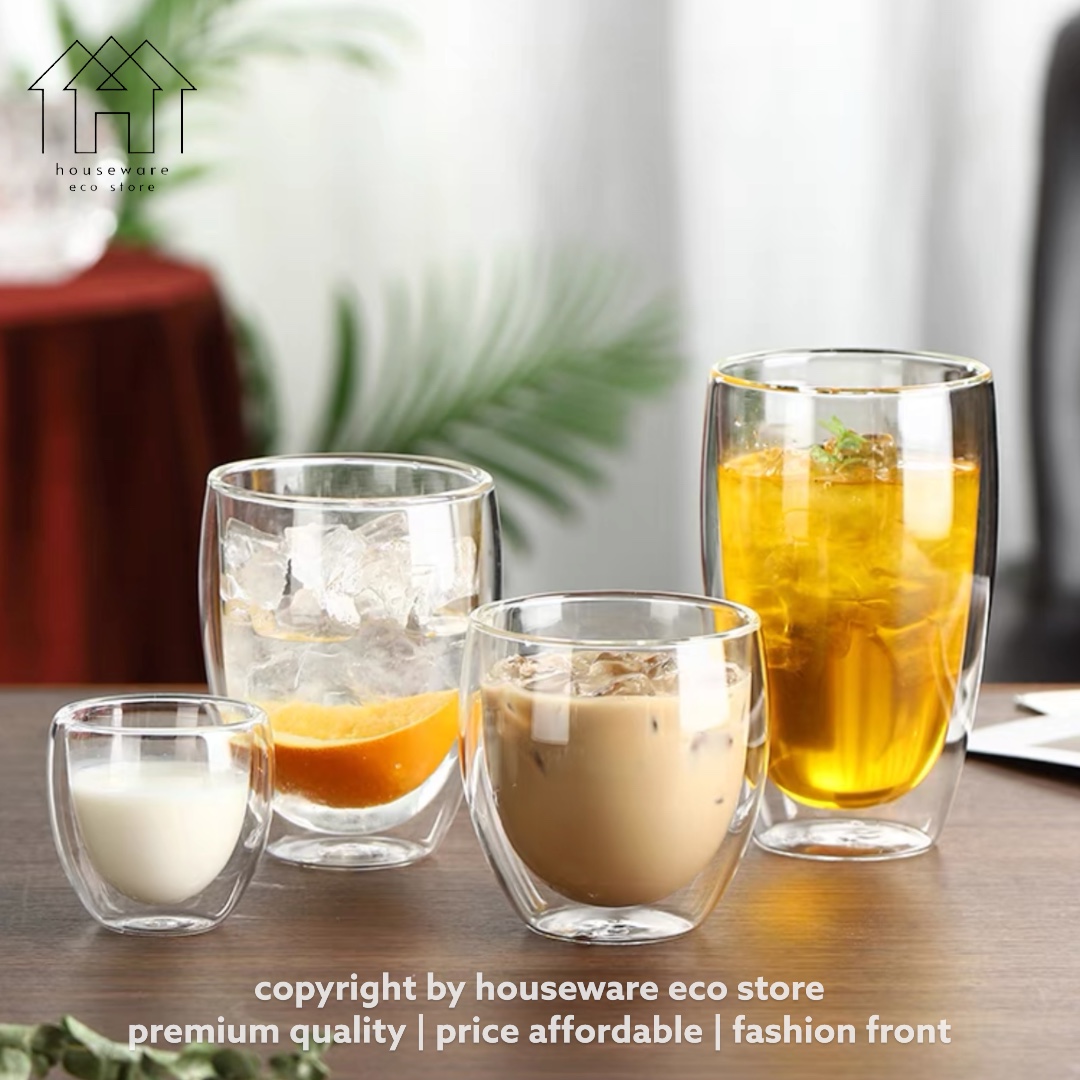 Double Wall Glass Cup Coffee Glass Cup Mug Double Layer Glass Tea Cup ...