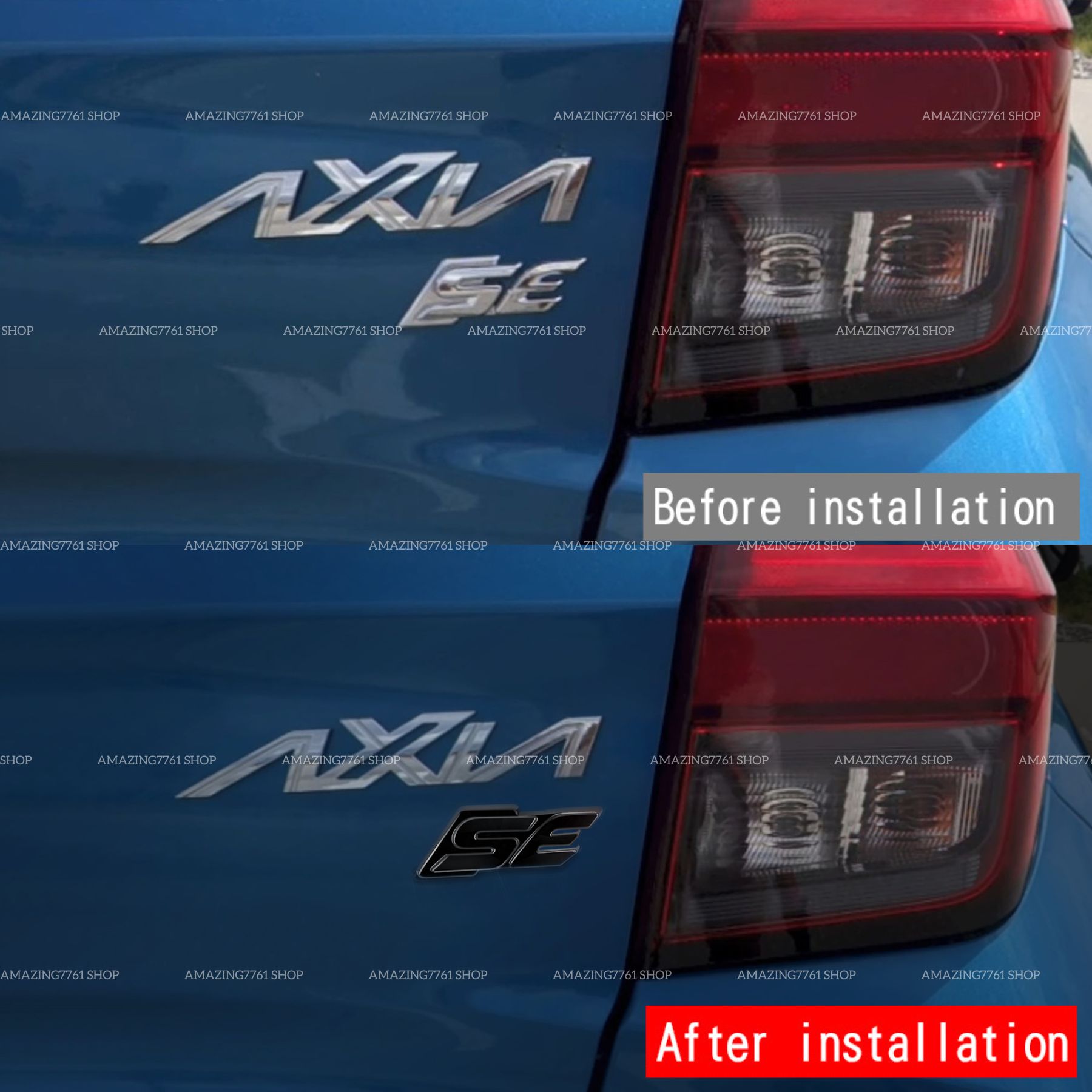 AMAZING PERODUA NEW AXIA 2023-2025 CAR REAR SE WORD LOGO EMBLEM FRAME ...