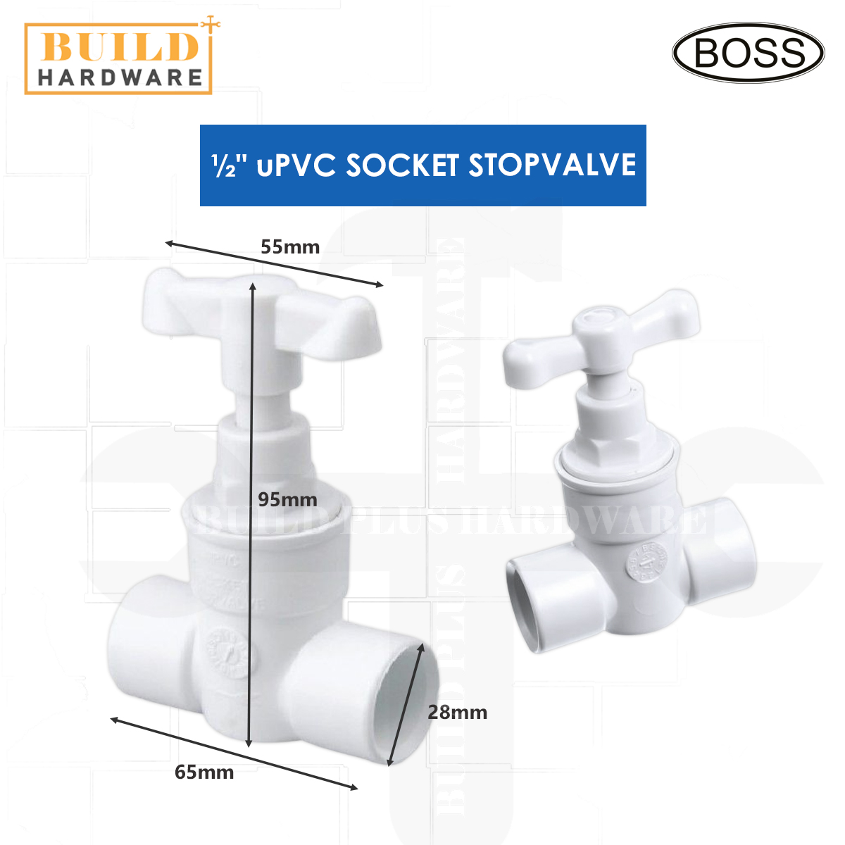 ZEMART/BOSS 1/2 inch PVC Bib Tap Stop Cock Socket Stopcock Garden Water ...