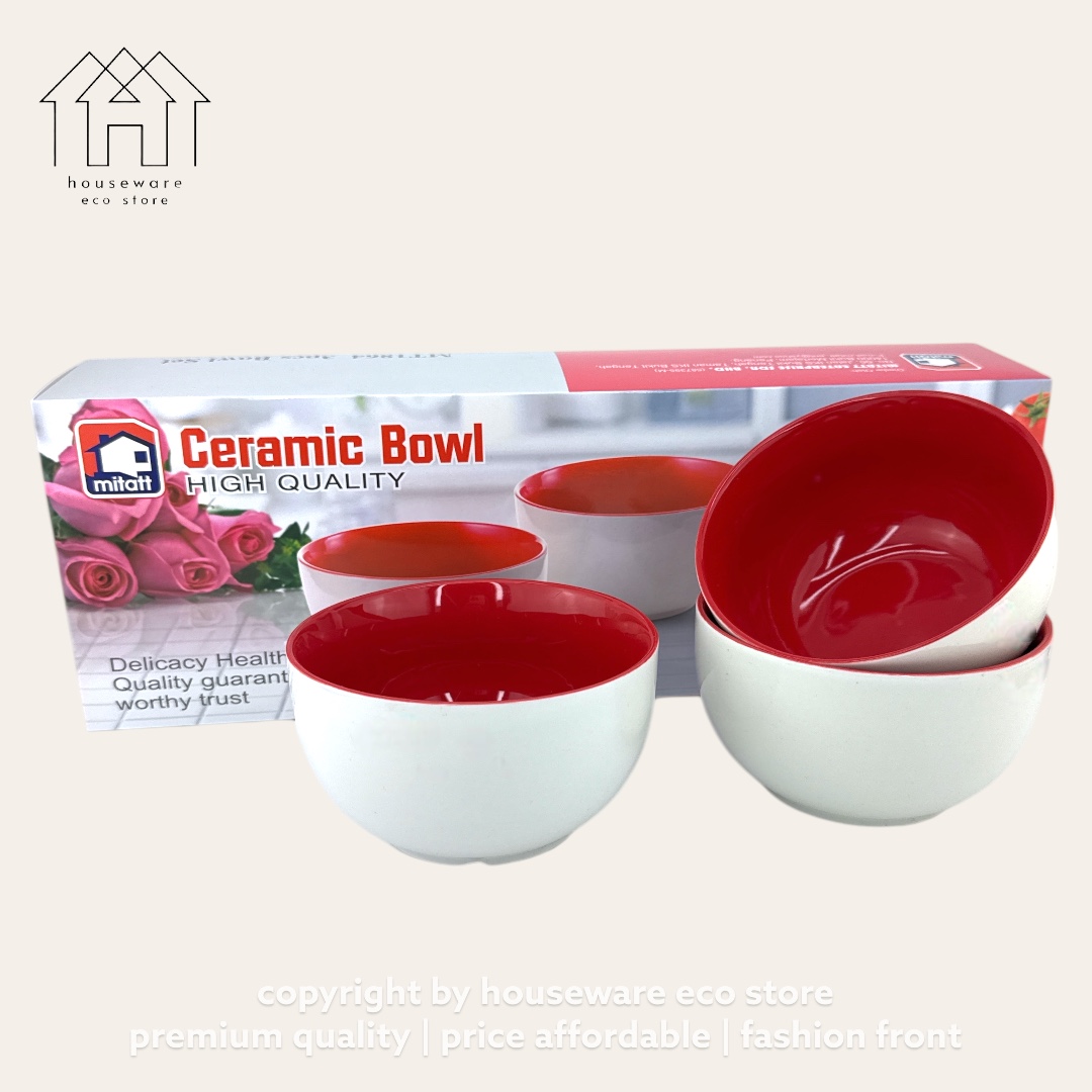 Ceramic Japanese Bowl Salad Bowl / Soup Bowl / Red White Tableware ...