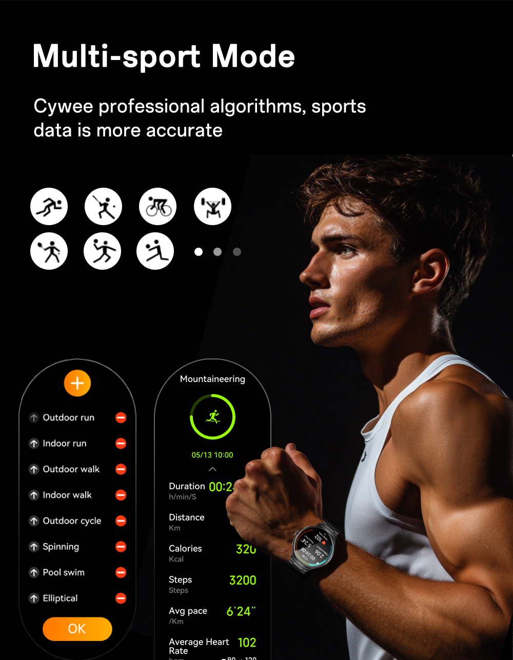 Aolon Prime 3 Smart Watch Man Bluetooth Call 100+ Sport Mode Health ...