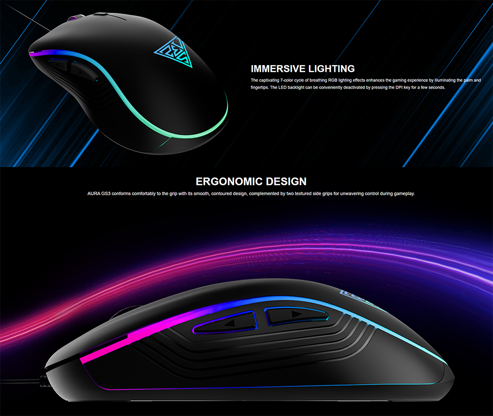 Gamdias AURA GS3 Multicolor Gaming Mouse 6 Multi-functional Keys 3600 ...
