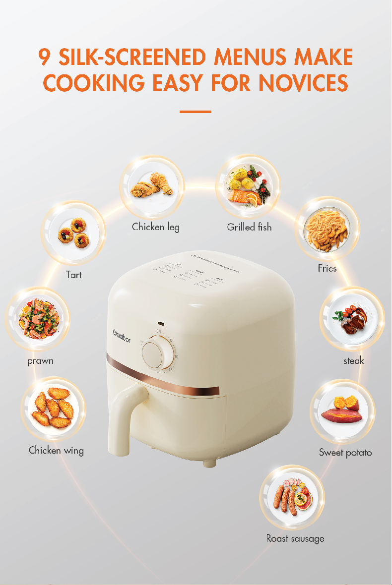 Gaabor Mini Air Fryer With 9 Menu Functions & 3D Hot Air Circulation (2 ...