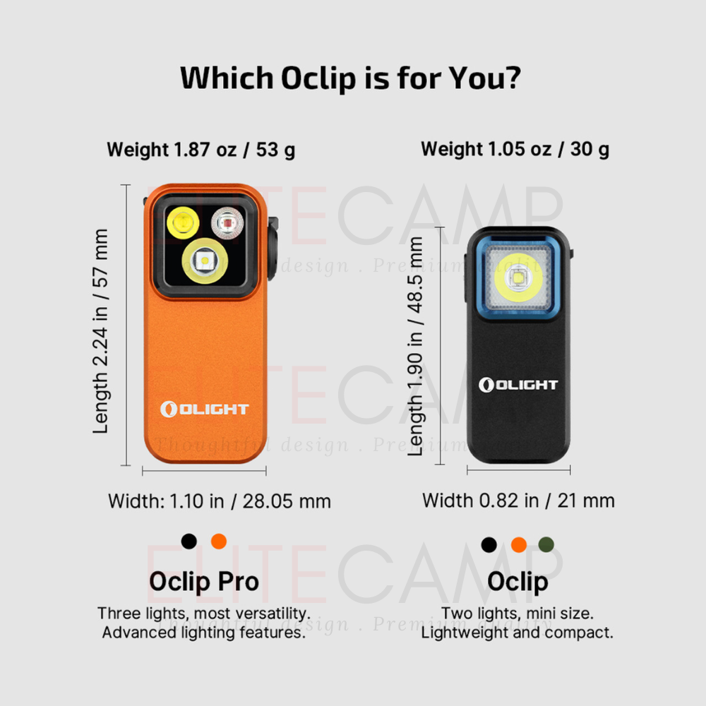Olight Oclip & oclip Pro Rechargable EDC Flashlight White & Red Light ...