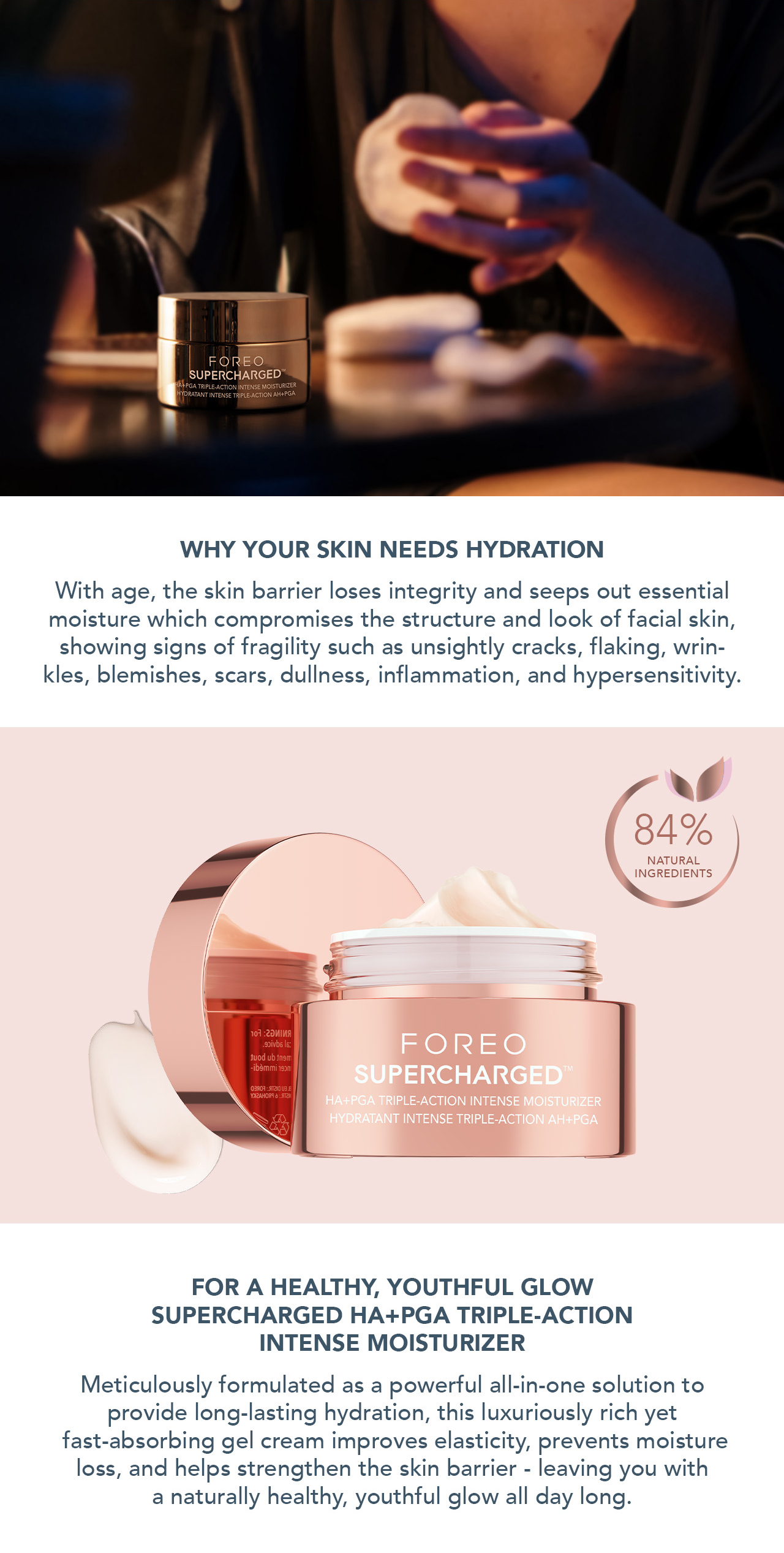 FOREO SUPERCHARGED HA+PGA (Triple Action Intense) Face Moisturizer ...