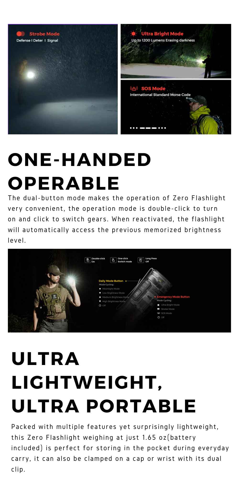 Flextail Zero Flashlight EDC 1200lm Flashlight (with Zero Battery + Case) | Shopee Malaysia