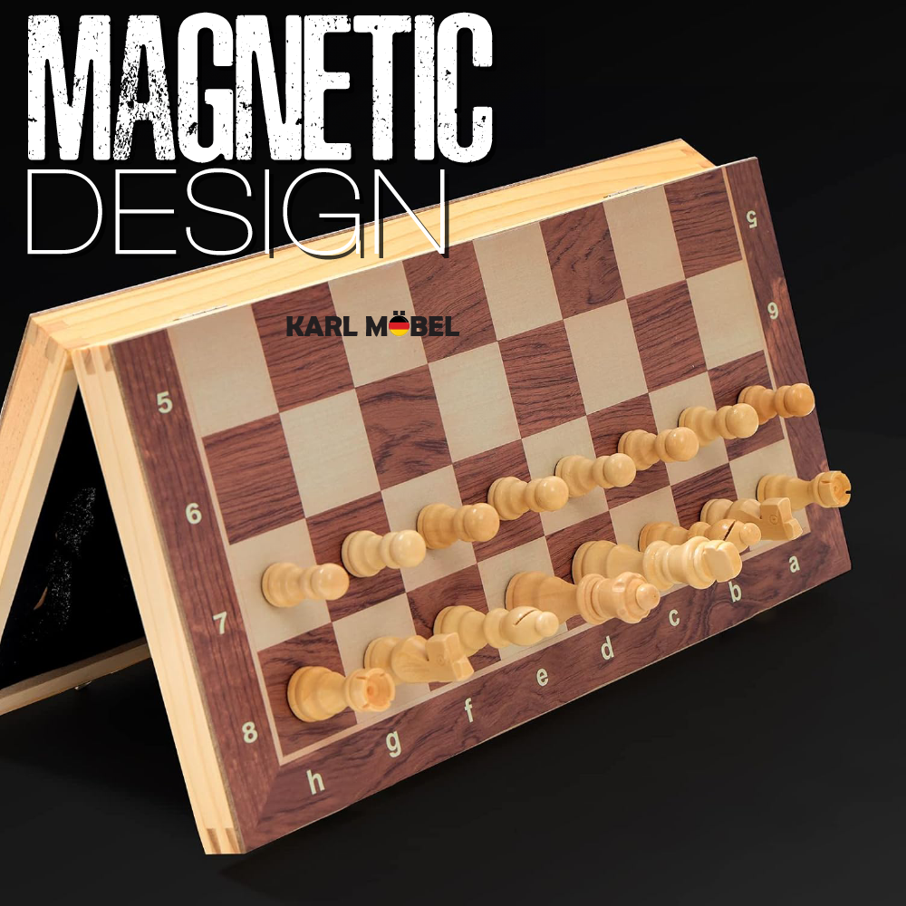 Chess Set Board Wooden Magnetic Foldable Chess Board Portable Papan ...