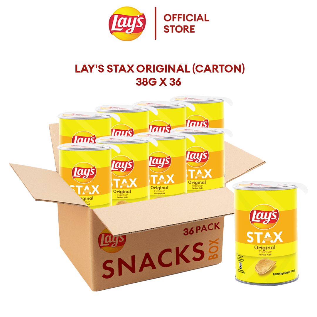[Full Carton] Lay's MY Stax Classic/Sour Cream & Onion 38g x 36 / [Karton Penuh] Lay's Stax ...