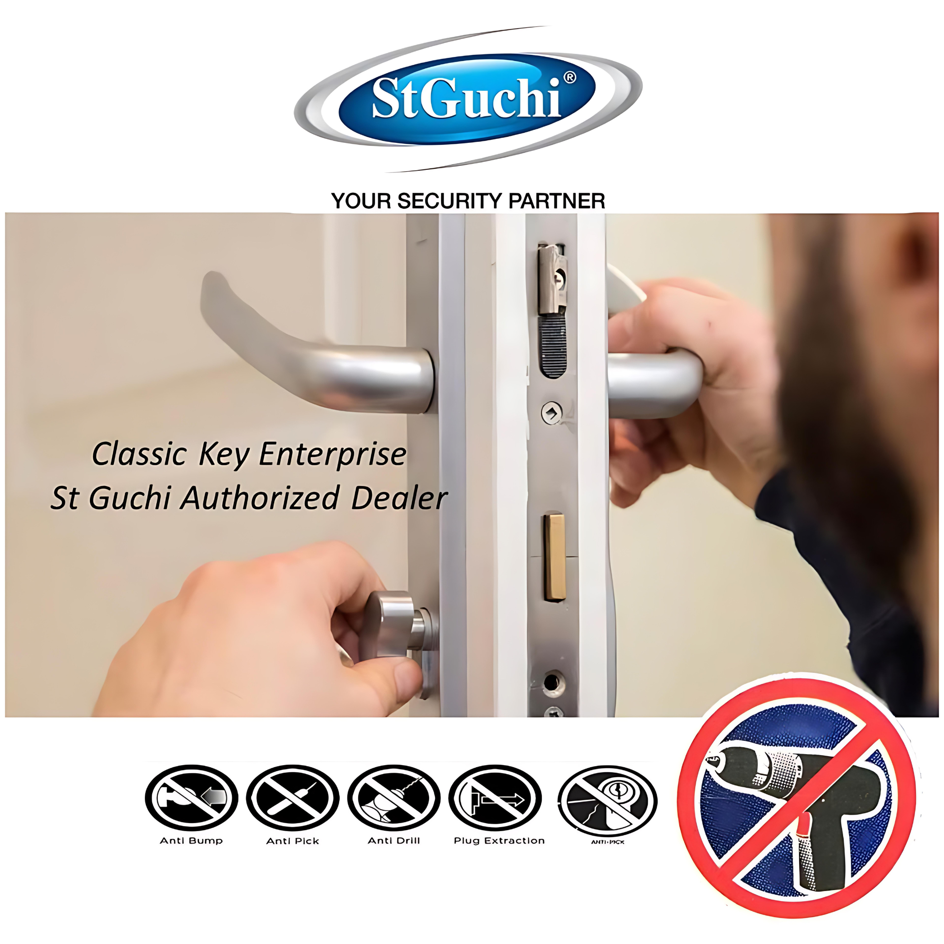 St Guchi Euro Profile Cylinder Mortise Door Lock Single or Double Key ...