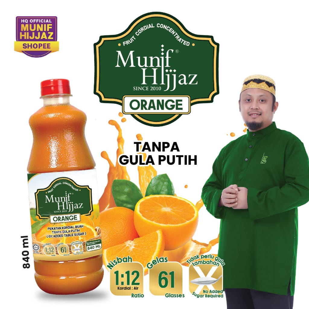 FREE GIFT Kordial Tanpa Gula Putih Mangga Oren Tropika Sarsi Laici ...