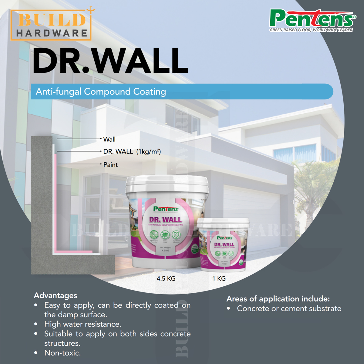 PENTENS DR. WALL 1kg / 4.5kg | Anti-Fungal Compound Coating 水性防水壁癌粉 ...