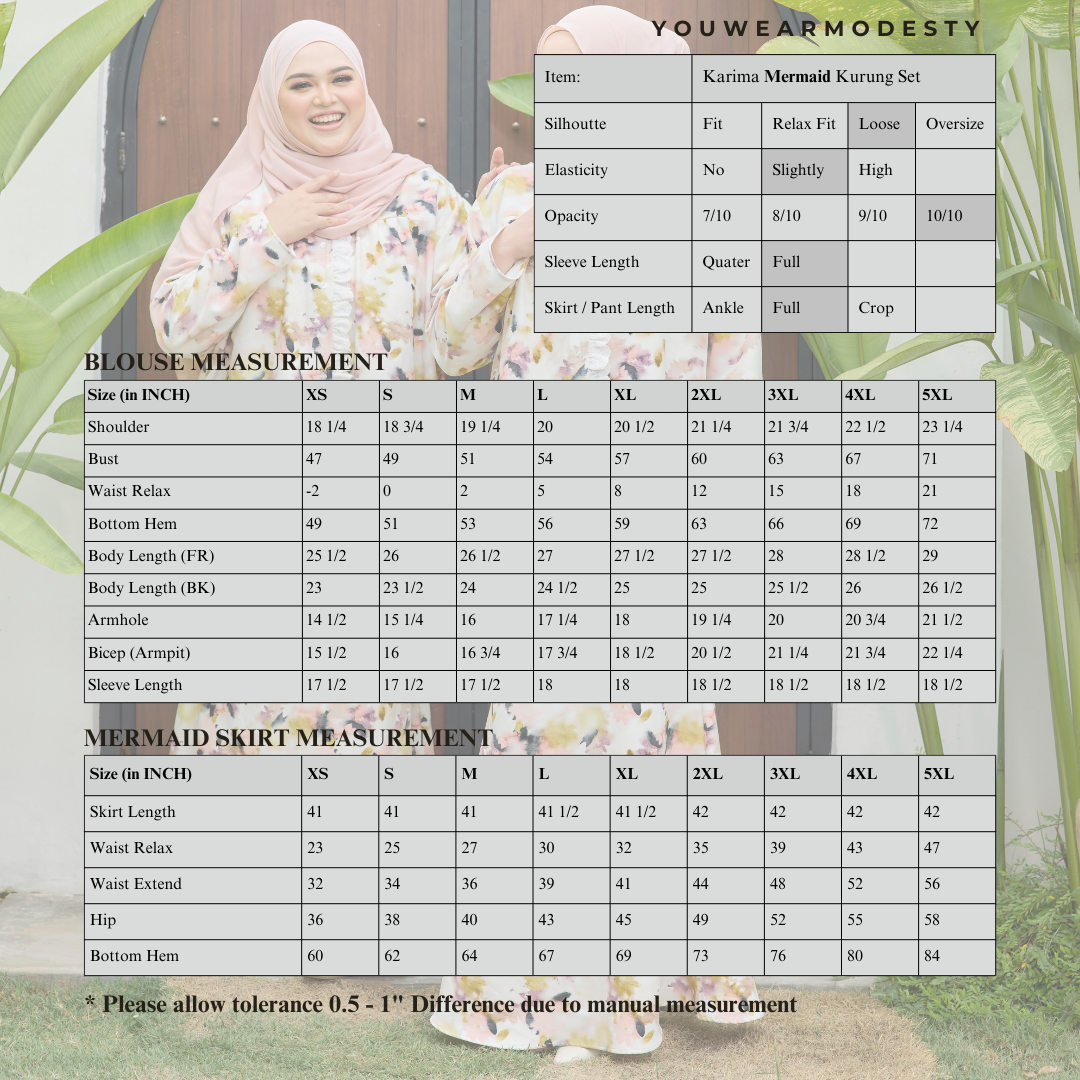 YouWearModesty Karima Baju Kurung Tapered Mermaid Kurung Muslimah Plus ...