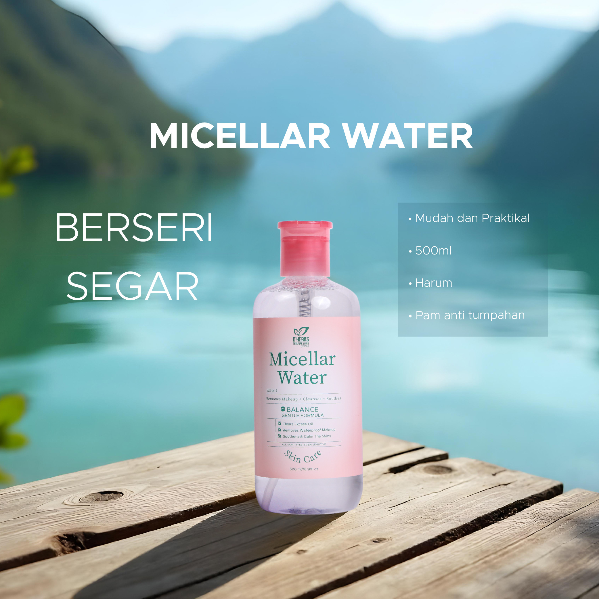 DHERBS MICELLAR WATER MAKEUP REMOVER AND CLEANSING | Shopee Malaysia
