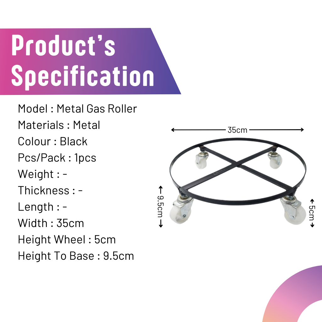 Roda Tong Gas | Heavy Duty 4 Wheel Metal Gas Tank Rollers, Gas Cylinder ...
