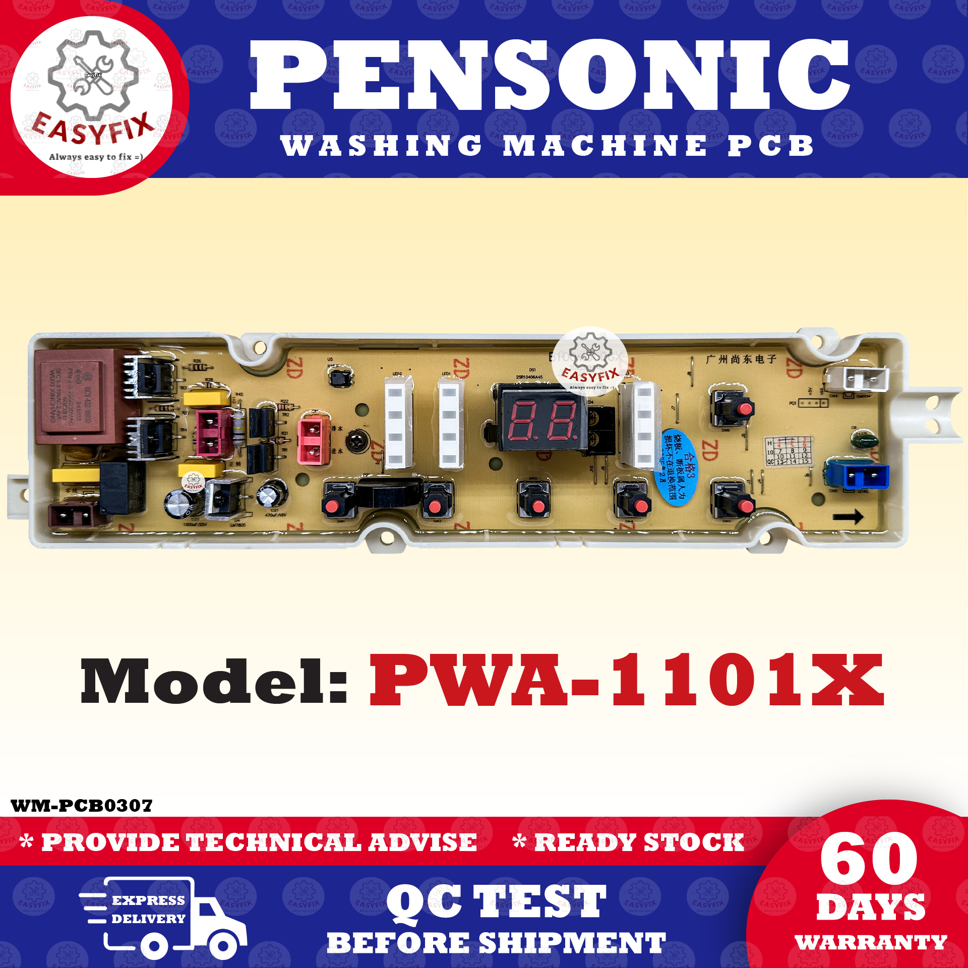 PWA-1101X PENSONIC WASHING MACHINE PCB BOARD PANEL BOARD CONTROL BOARD ...