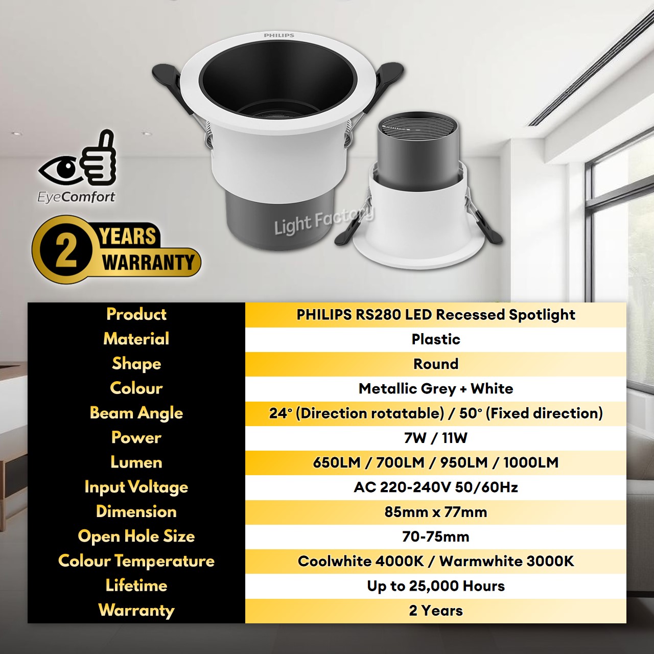 Philips LED Semi Recessed G2 LED Eyeball RS280 7W 11W Recess Eye ...