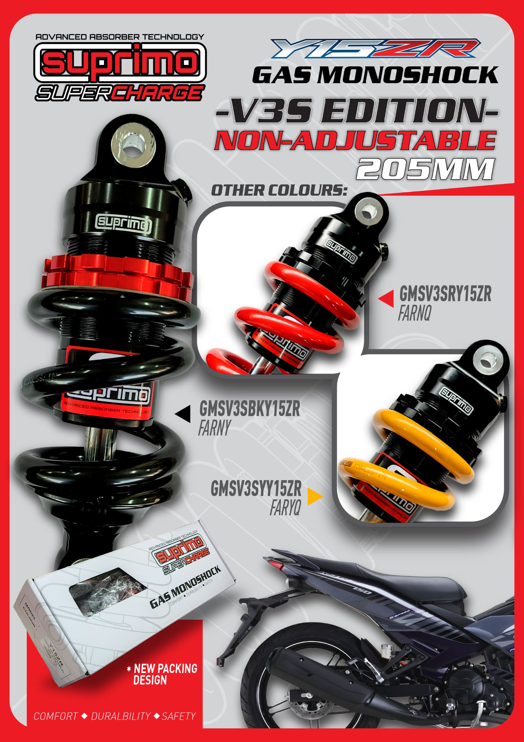 ( NON ADJUSTABLE / WHITE BOX ) SUPRIMO LC135 Y15ZR V1 V2 Y16ZR RS150 RSX LC 135 Y15 Y16 ...