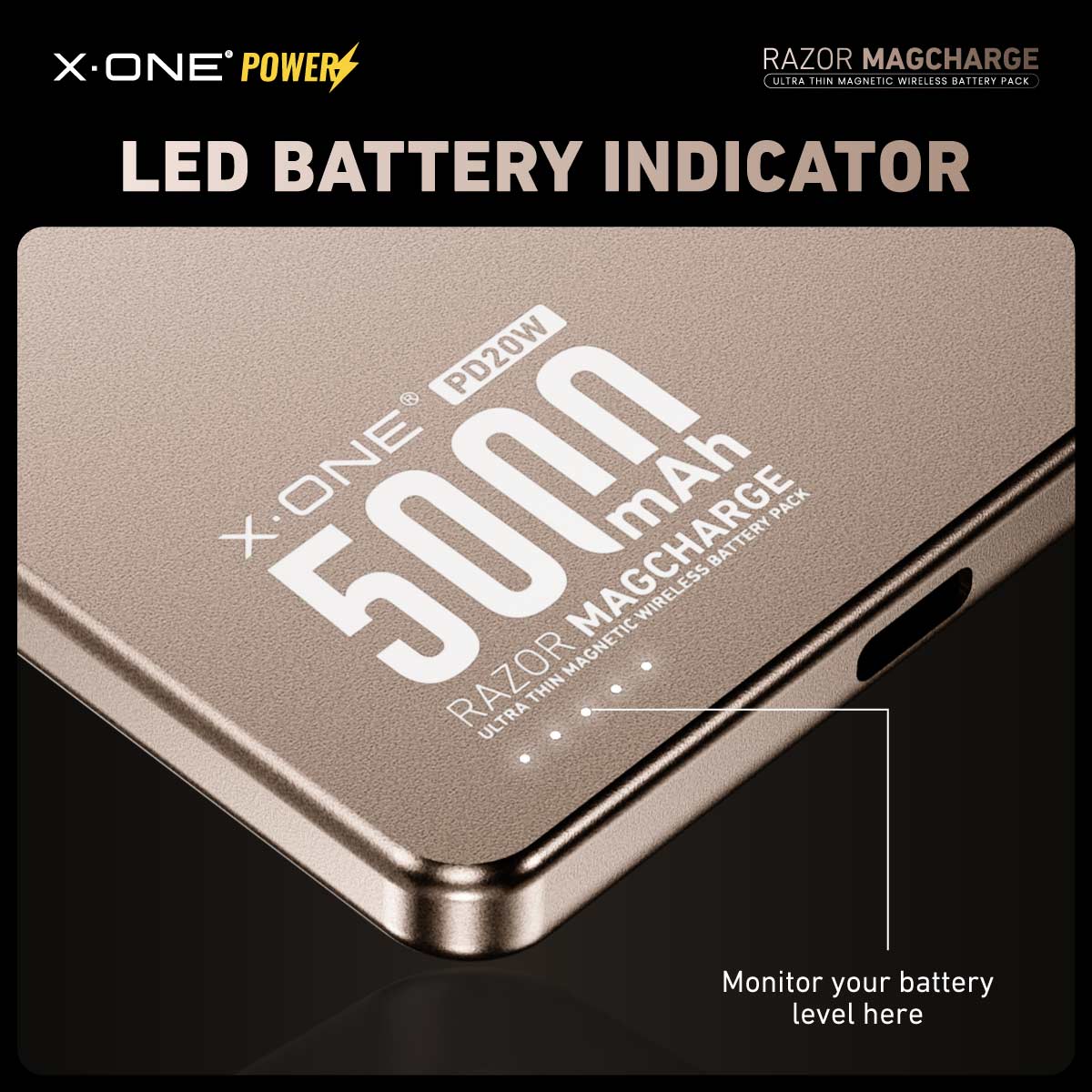 X.One Razor Magcharge (3C Certified) 7.6mm Ultra Thin Magnetic Battery ...