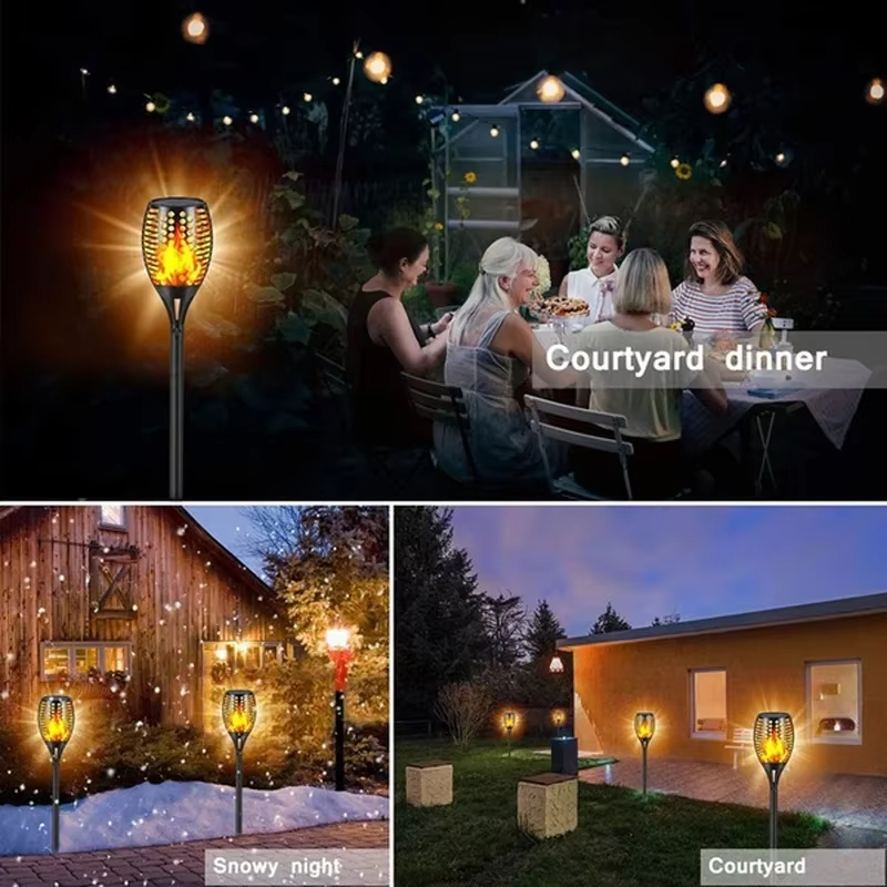 Solar Flame Lights Torch Flickering Light Waterproof Garden Decoration ...