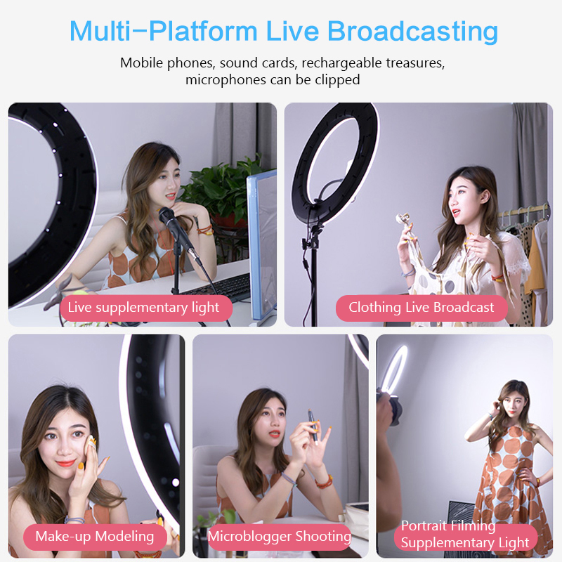 18-inch Large Fill Light Live Streaming Kit With 3 Mobile Phone Clips ...