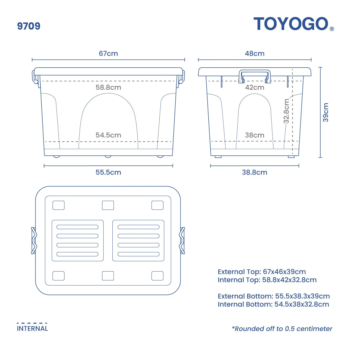 TOYOGO Storage Box with Wheels - Translucent 9709 (74L) [2/6 units ...