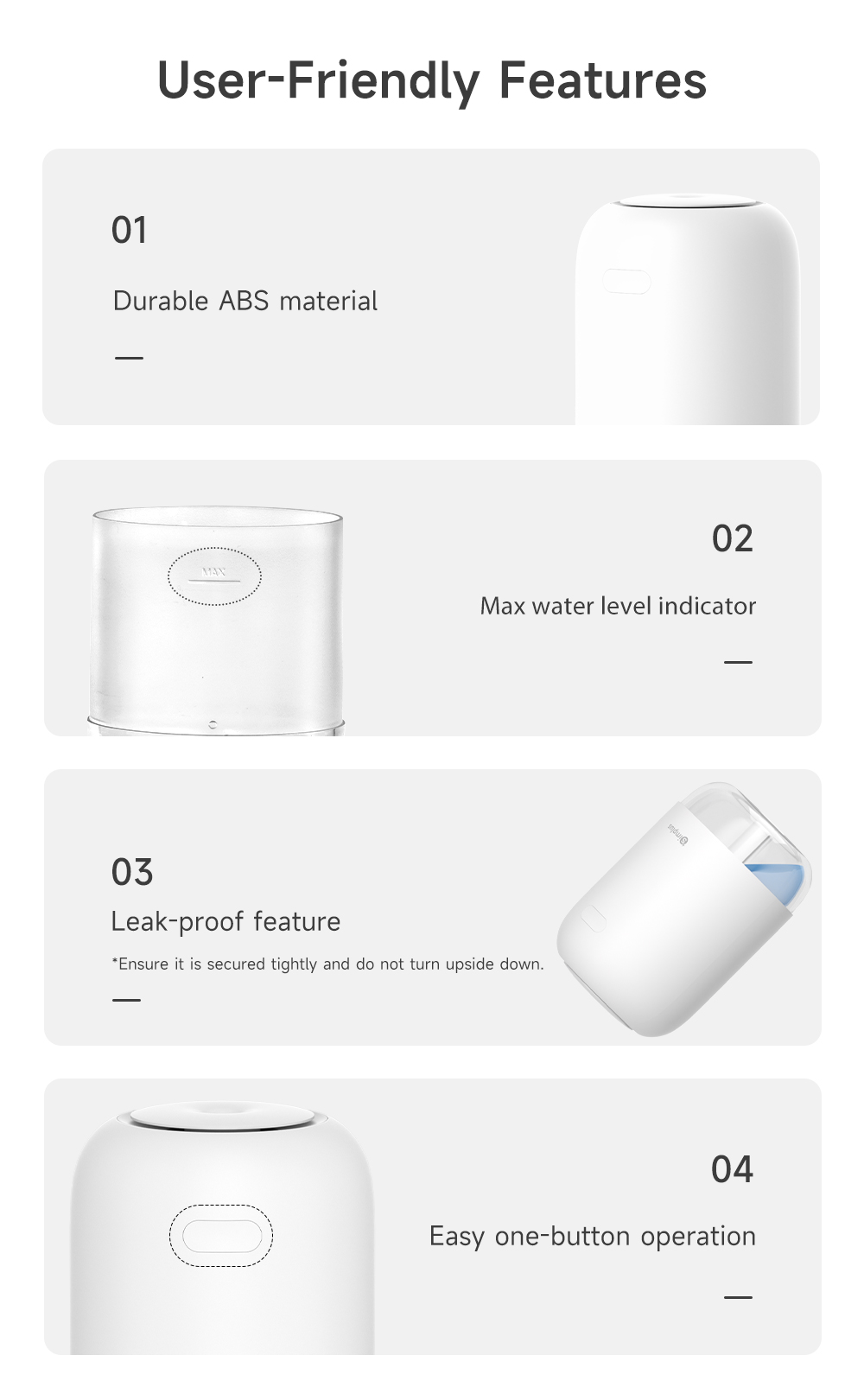 Simplus Humidifier Car Desktop Use Type-C Rechargeable Wireless ...