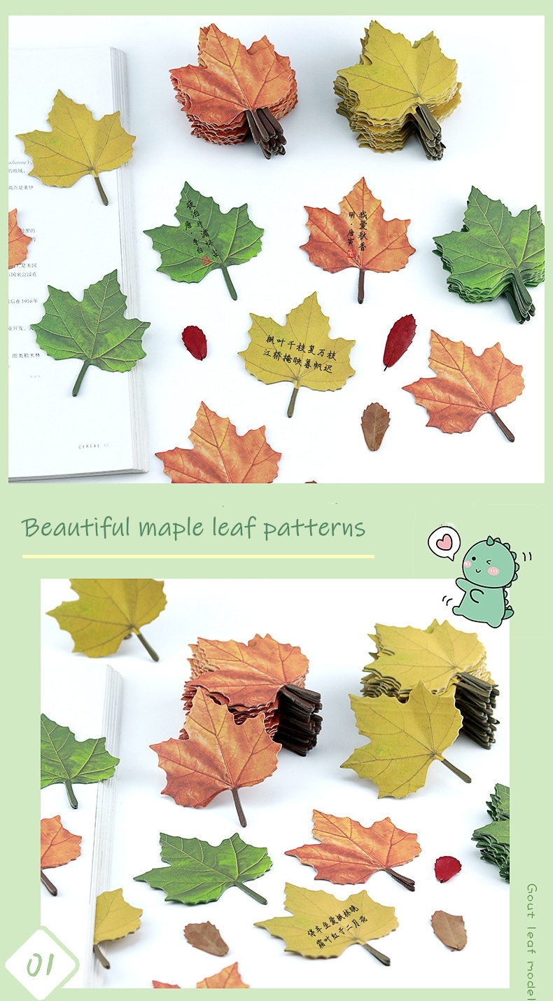 INS Creative Maple Leaf Decorative Notes Paper Writing Memo Pad DIY ...