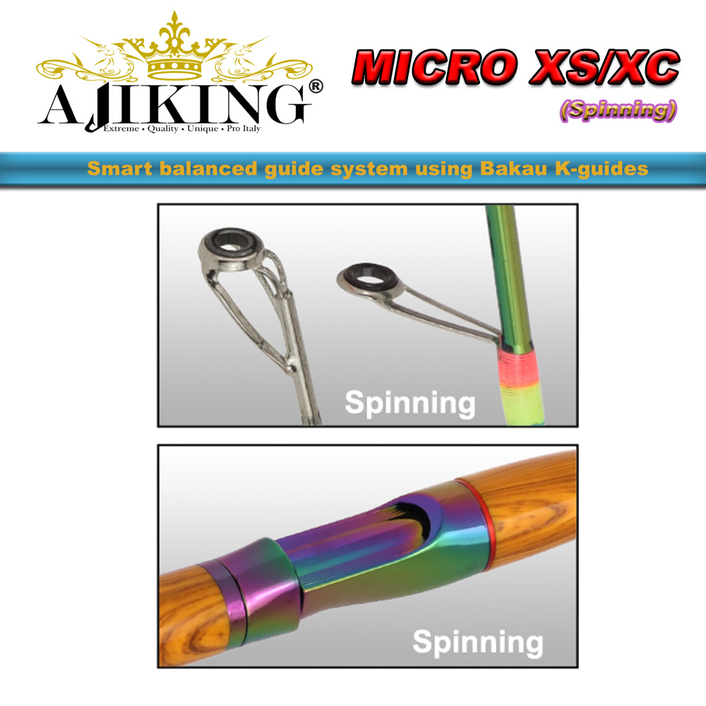 Ajiking Micro XS / XC (3'6ft-5'6ft) Spinning Casting Fishing Rod UL 3 ...
