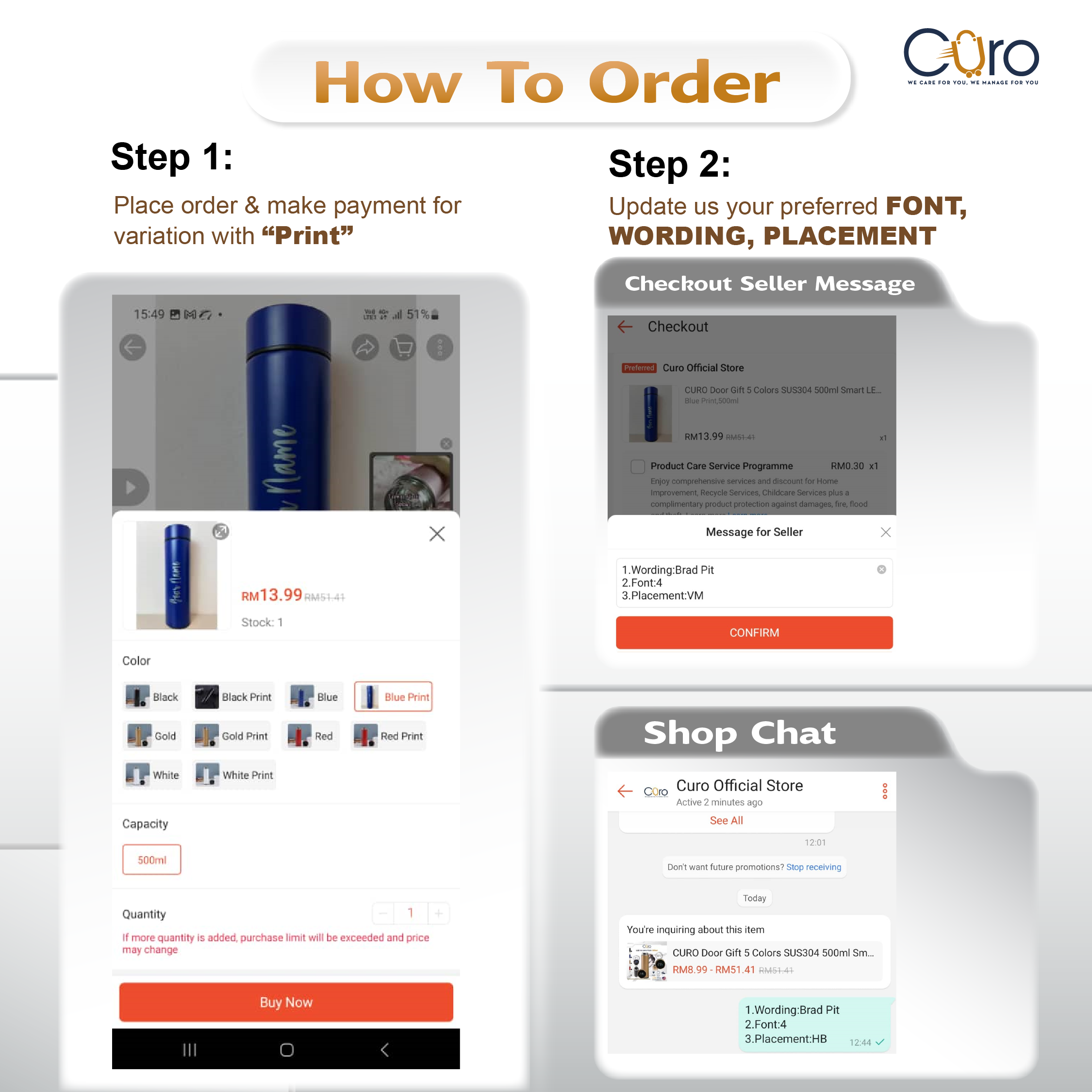 CURO 500ml Thermo Botol Double Layer 304 Stainless Steel Vacuum Mug ...