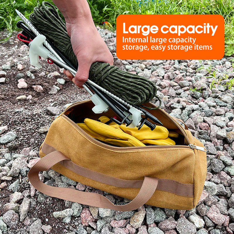 Canvas Camping Storage Tool Bag Portable Tent Pegs Storage Bags ...