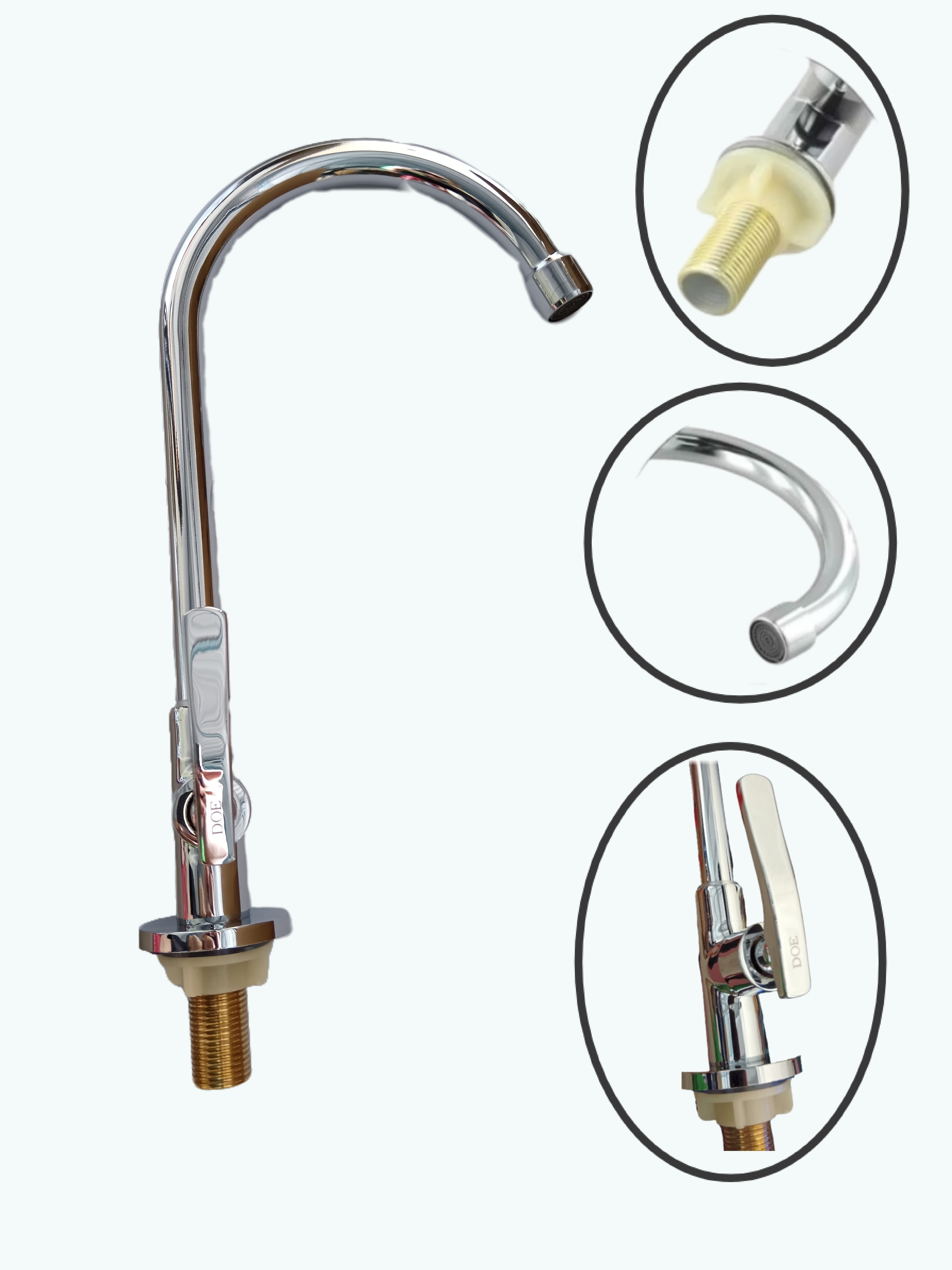 DOE Solid Brass Kitchen Sink Tap Wall Faucet Pillar Mounted Sink Tap ...