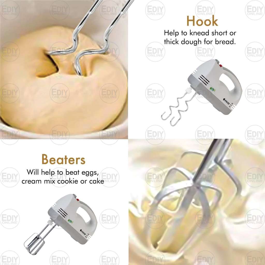 Khind HM200 Hand Mixer 160W With 5 Speed Thermal Fuse Protection Bakery ...