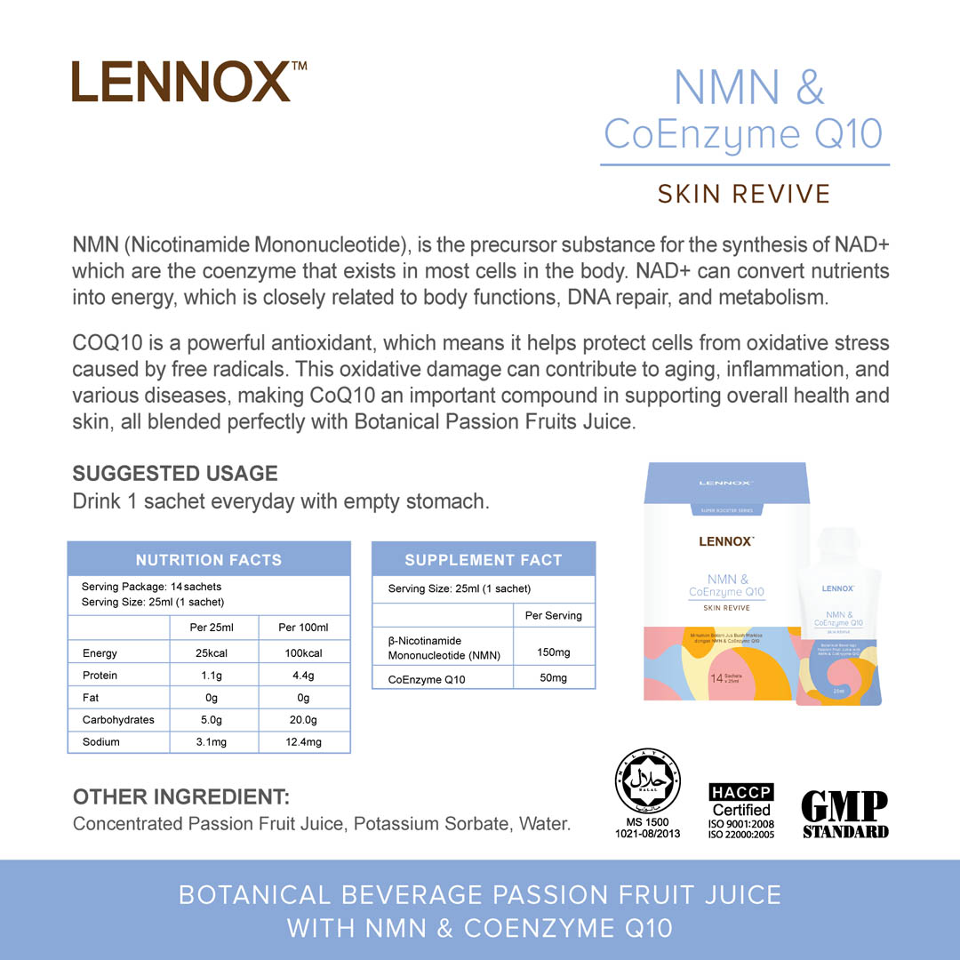 Lennox NMN & CoEnzyme Q10 - Skin Revive 25ml x 14 Sachets | Shopee Malaysia