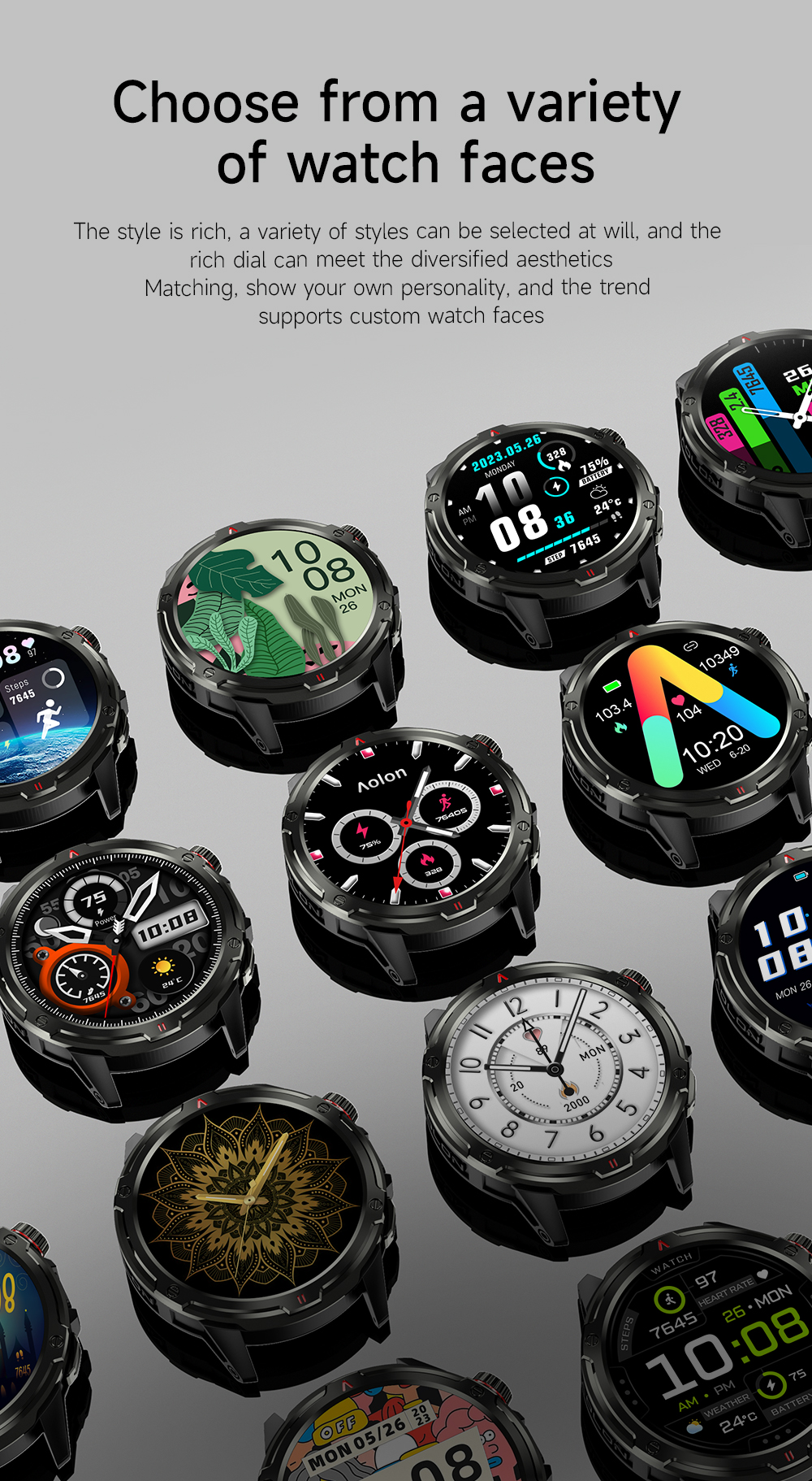 Aolon Tetra R4 Smart Watch 1.43" AMOLED Screen DIY Watch Face Bluetooth ...