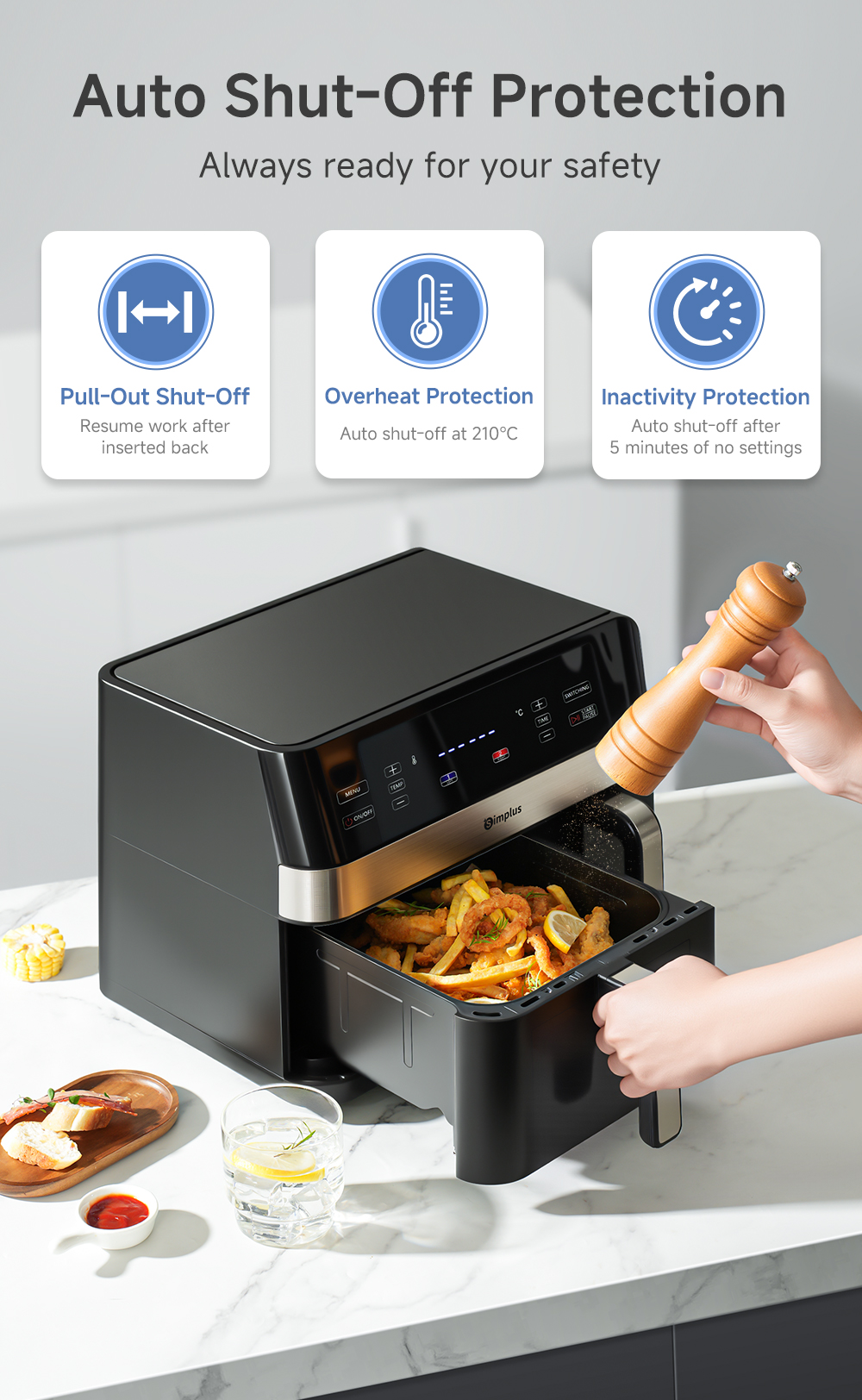 Simplus Air Fryer | 2800W丨Dual Baskets | 10L Ultra Large Capacity | LCD ...