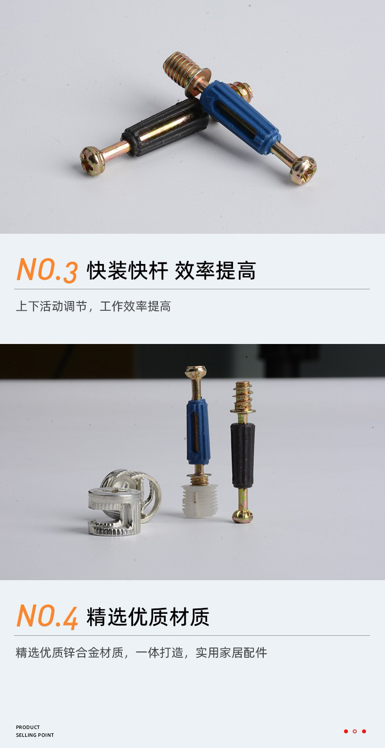 ClassAHW 40mm Furniture 3in1 Bolt & Nut Connector Parts Screw Fastener ...