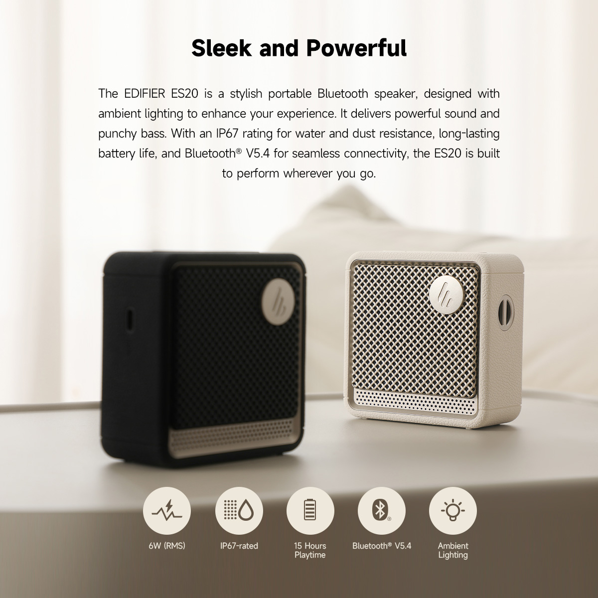 Edifier ES20 Portable Bluetooth Speaker | RGB Light | IP67 Waterproof ...