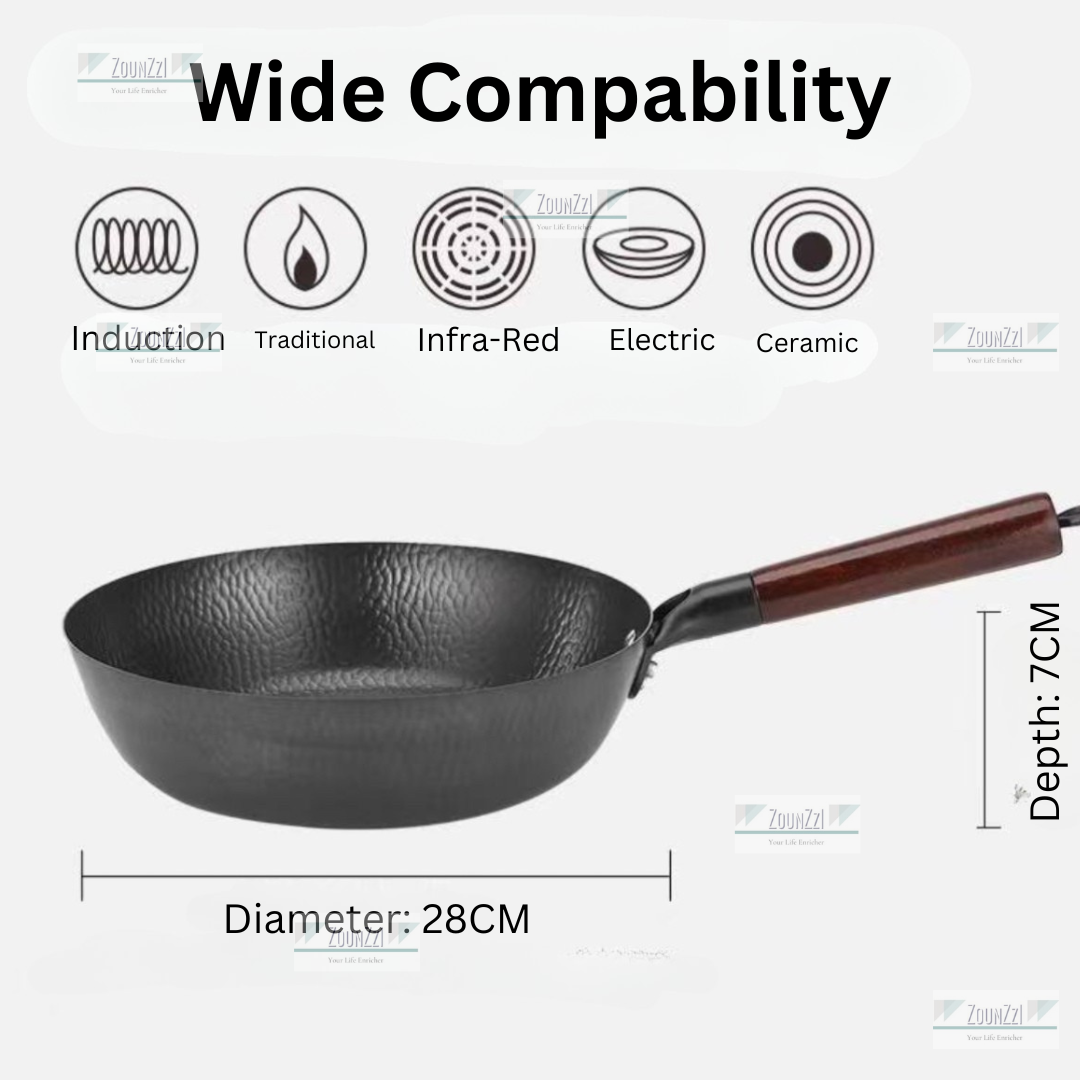 Uncoated Flat Cooking Pan No Harmful Coating Surface Ergonomic Handle ...