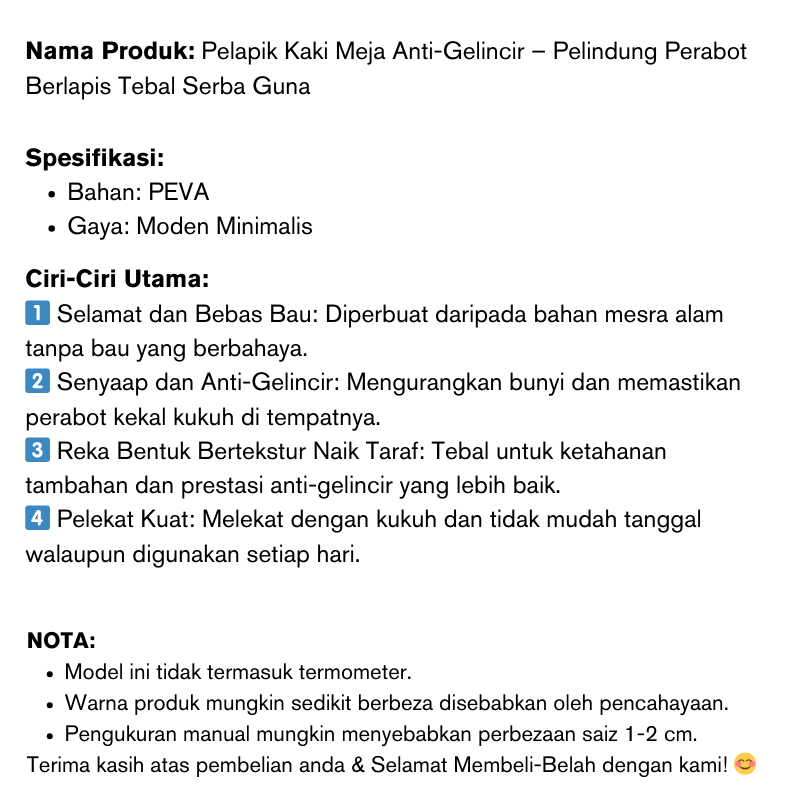 Pelapik Kaki Meja Anti-Selip Tebal Serbaguna – Furniture Floor ...
