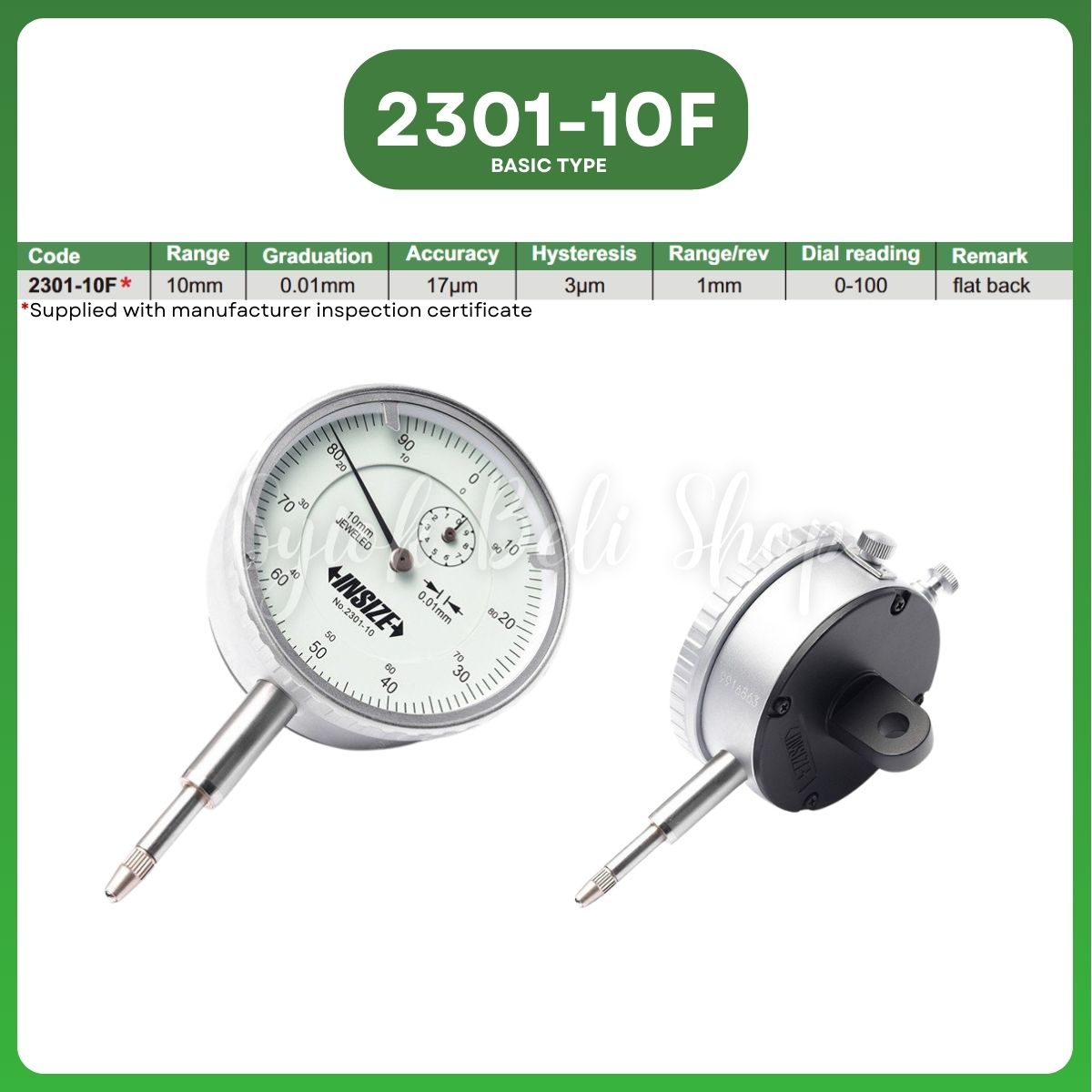 INSIZE DIAL INDICATOR (BASIC TYPE) 2301-10(Lug back),2303-10F(Flat back) | Shopee Malaysia