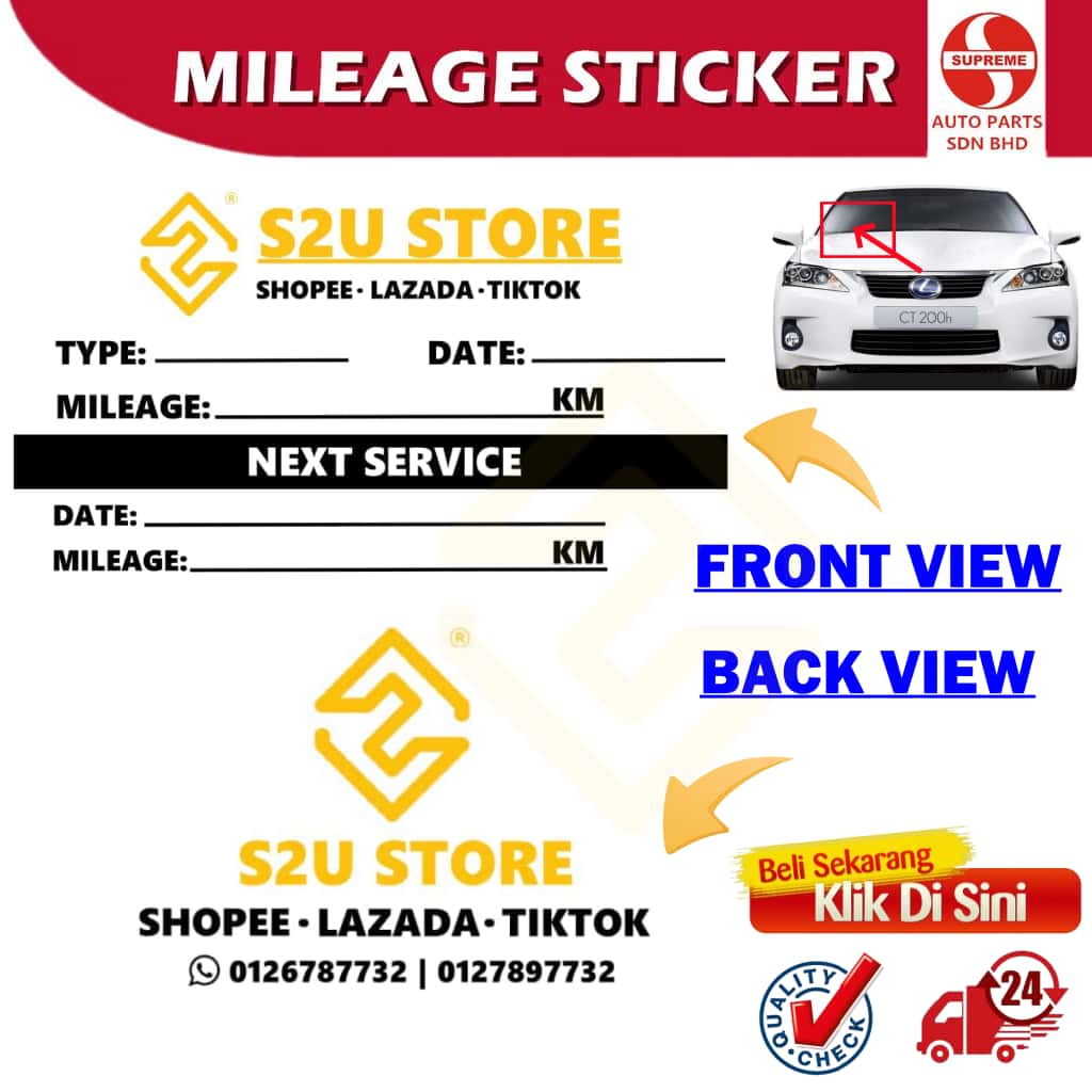 S2U High Quality Mileage Sticker Service Windscreen Sticker For Engine ...